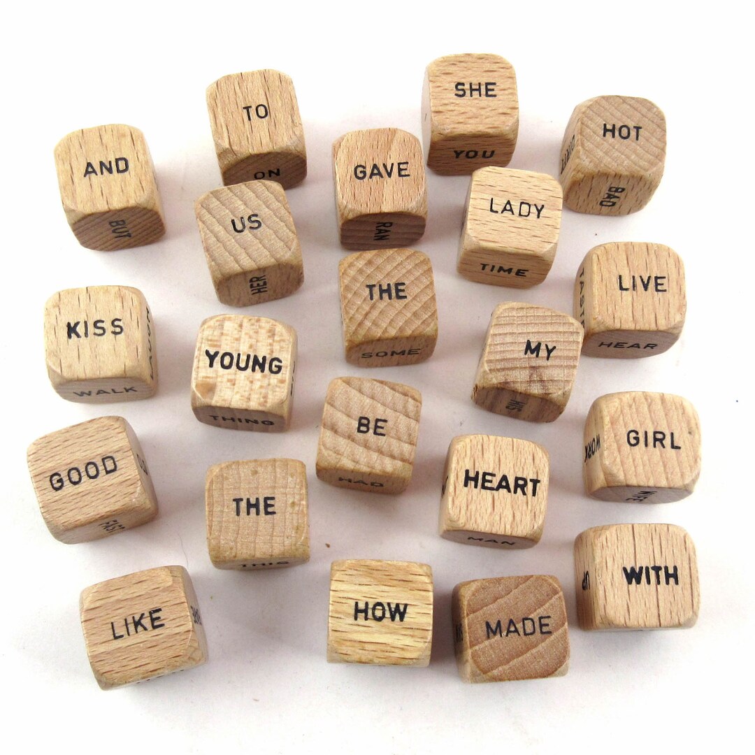 Vintage Wooden Scrabble Sentence Word Cubes or Dice Set of 21 - Etsy