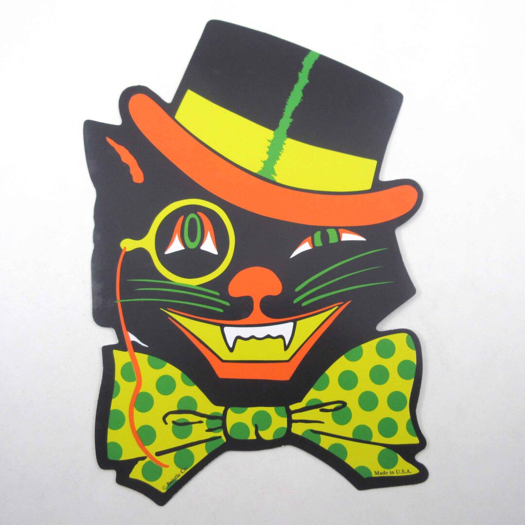 Beistle Winking Black Cat With Top Hat and Polka Dot Bow Tie - Etsy