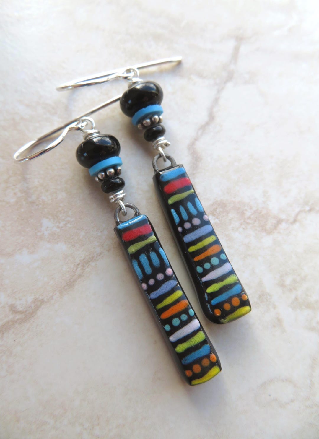 Dots & Dashes: Artisan Hand Painted Ceramic and Lampwork Glass Dangle ...