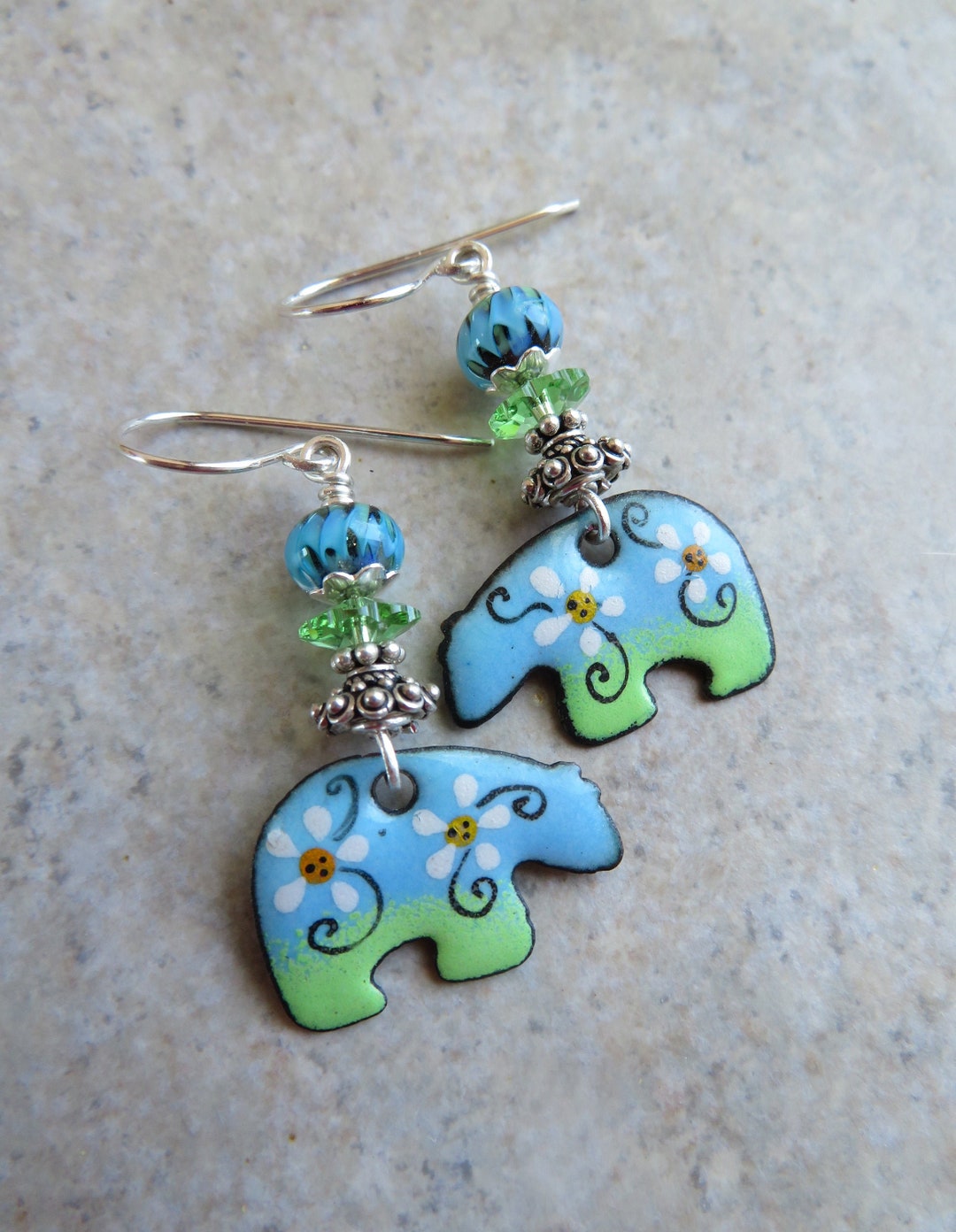 Zuni Bear Cubs ... Artisan-made Enameled Copper Small Bear Charms ...