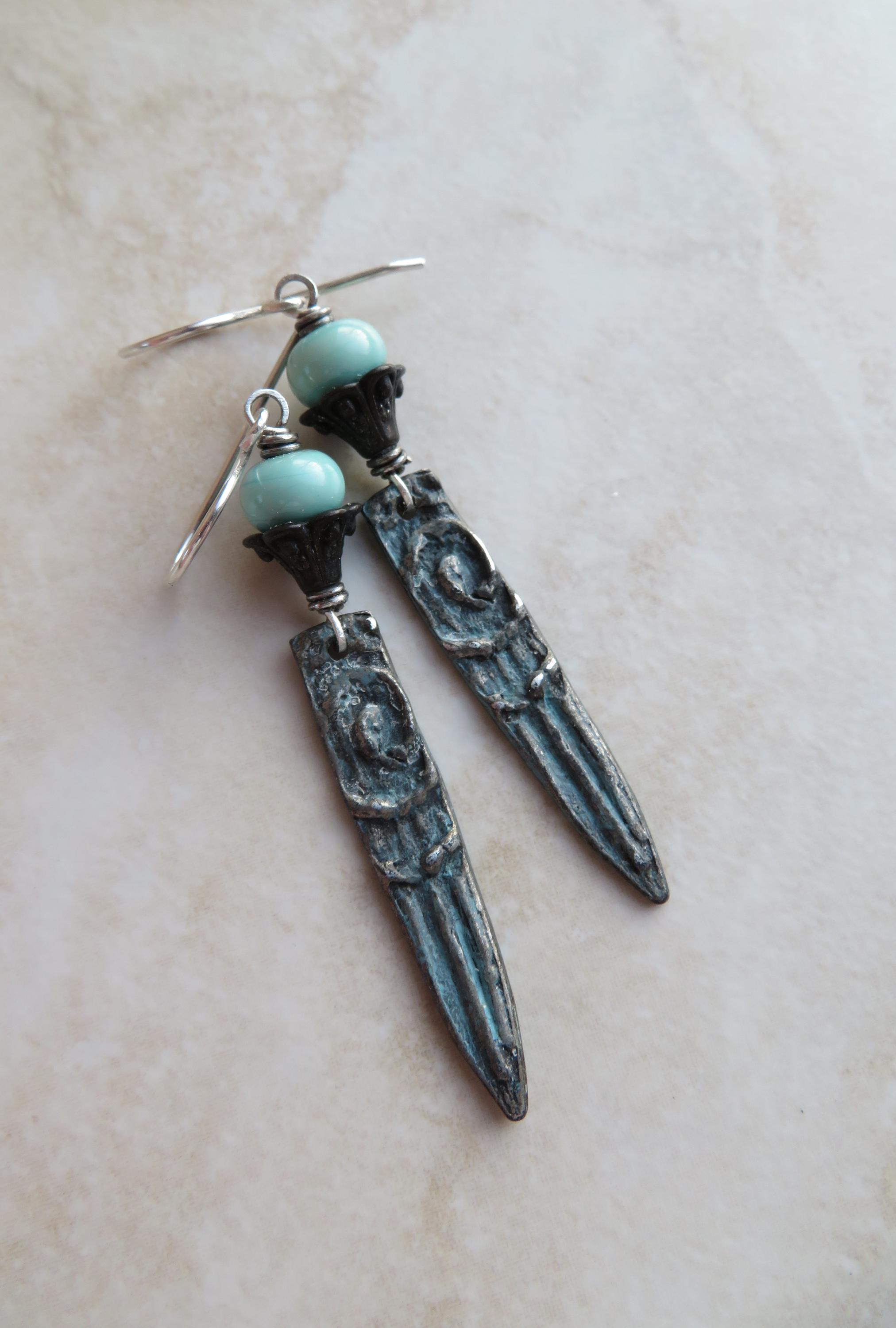 Medieval Daggers ... Artisan Primitive Pewter and Glass Lampwork ...