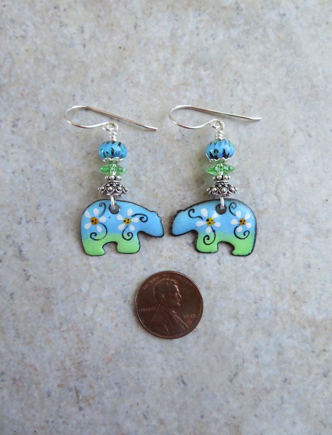 Zuni Bear Cubs ... Artisan-made Enameled Copper Small Bear Charms ...