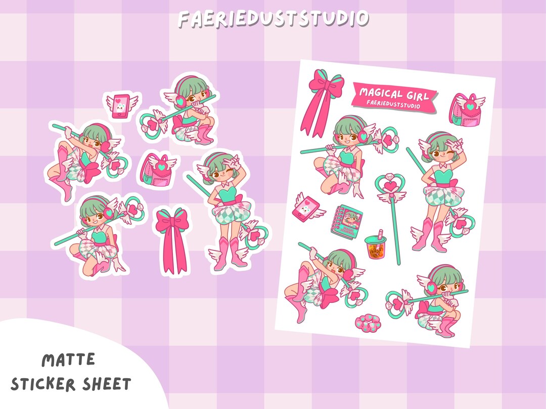 Magical Girl Sticker Sheet | Cute Sticker Sheet | Kawaii Sticker ...