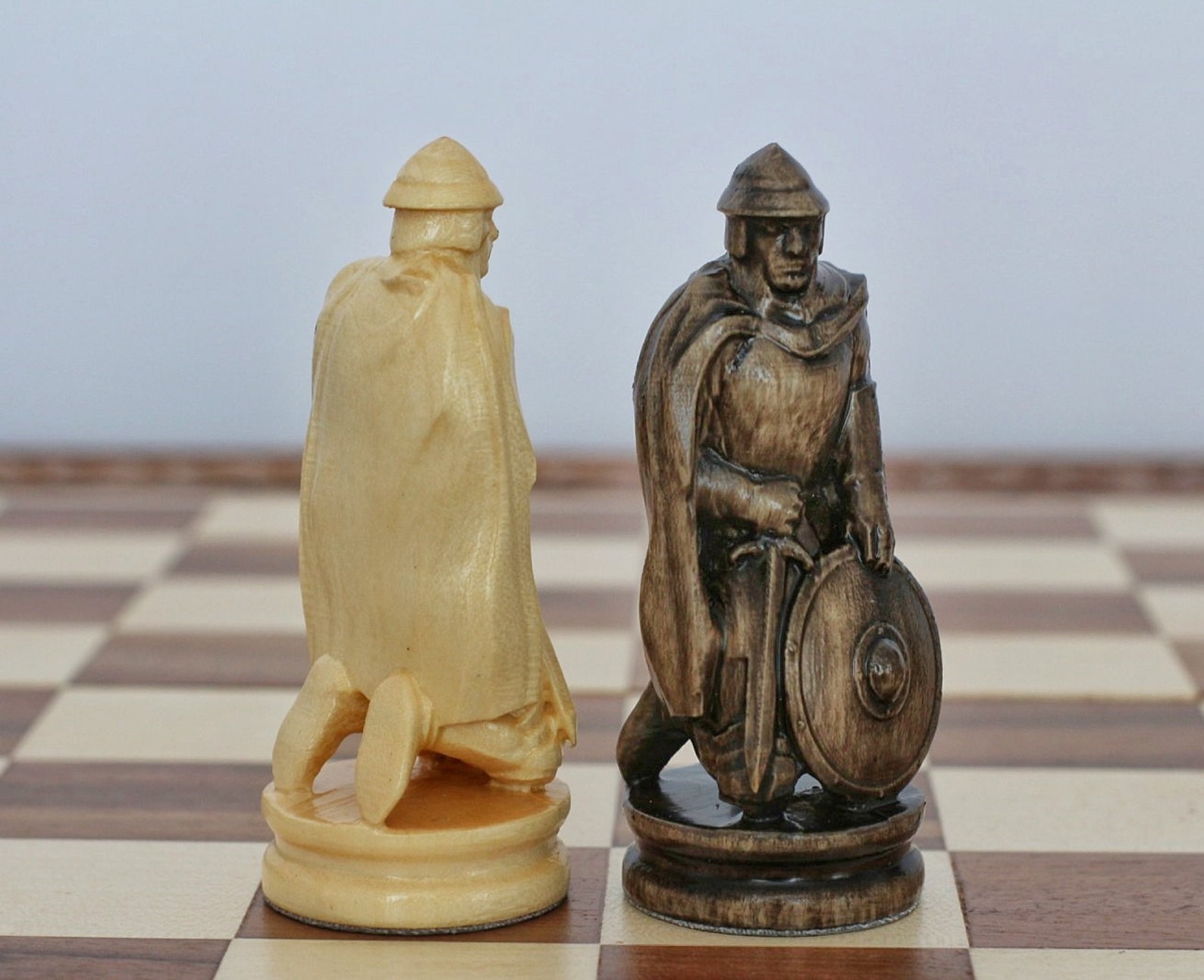 Medieval Themed Chess Set Pieces, Large Wood Carving Chess Pieces With ...