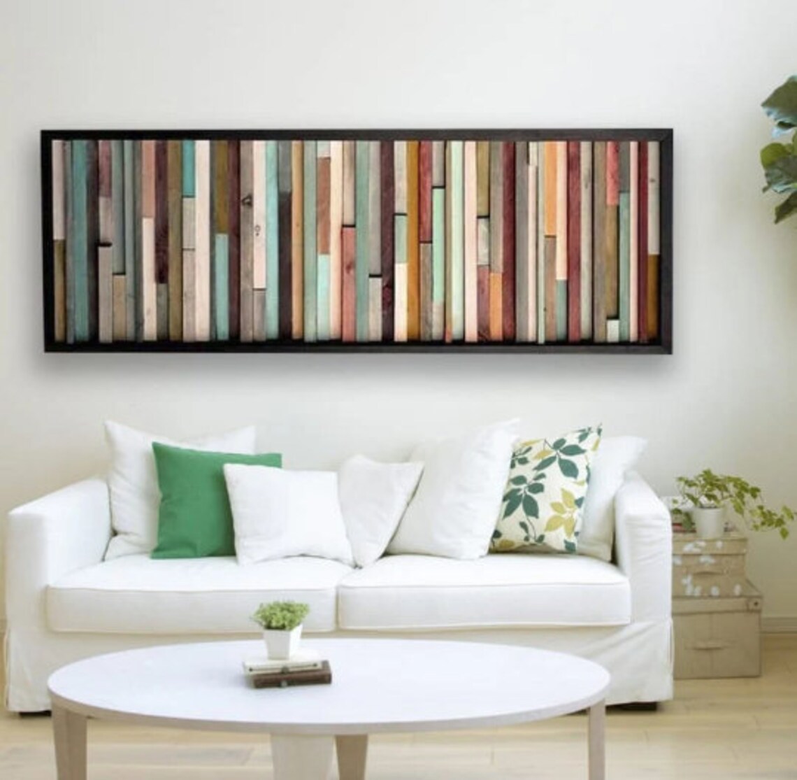 Rainbow Geometric Wood Wall Art Reclaimed Wood Wall Art, Rustic Wood ...