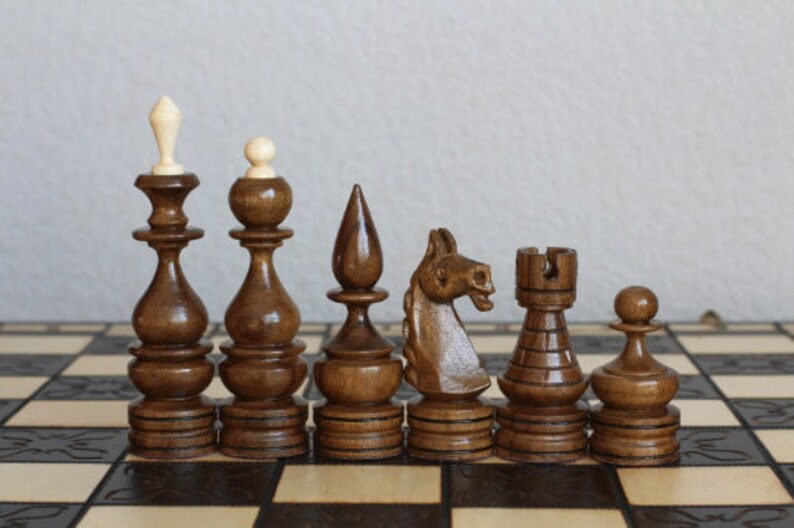Hand Carved Chess Set, Large Chess Set Handmade Wooden Chess Pieces ...