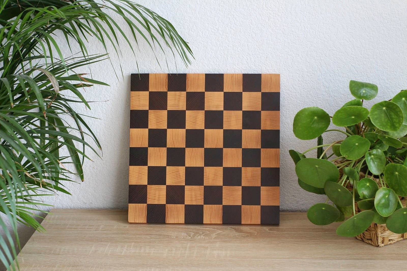Walnut Maple Solid Wood Chess Board, Bauhaus Contemporary Art - Etsy