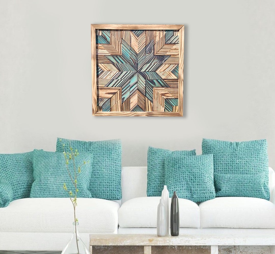 Reclaimed Wood Wall Art, Minimalist Geometric Wood Wall Art Rustic Wood ...