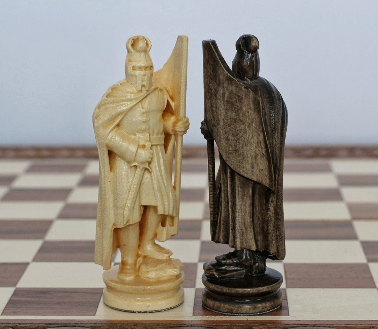 Medieval Themed Chess Set Pieces, Large Wood Carving Chess Pieces With ...