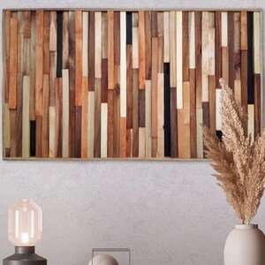 Reclaimed Wood Wall Art, Minimalist Geometric Wood Wall Art Rustic Wood ...