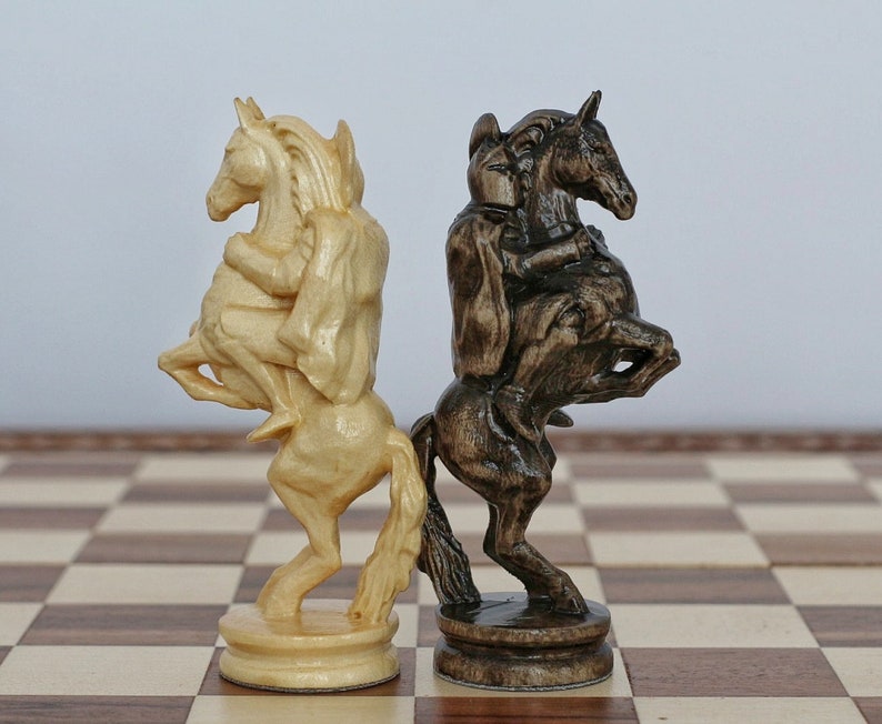 Medieval Themed Chess Set Pieces, Large Wood Carving Chess Pieces With ...