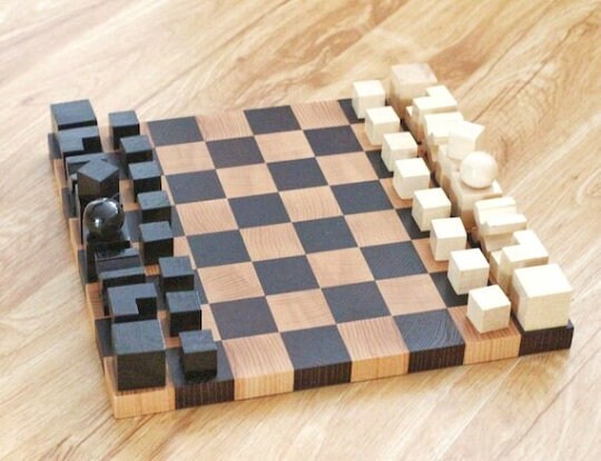Walnut Maple Solid Wood Chess Board, Bauhaus Contemporary Art - Etsy