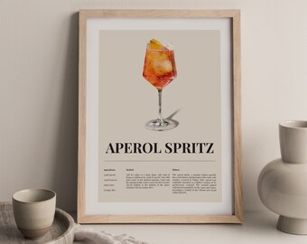 Aperol Spritz Cocktail Bar Sign for Home Cocktail Wall Art Bar Wall ...
