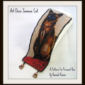 Bead Pattern Art Deco Siamese or Tonk Cat Beaded Bracelet Peyote Stitch ...