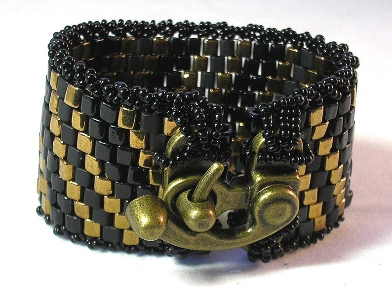 Bead Pattern Chunky Cubes Steampunk Beaded Bracelet Beginning Level Diy ...