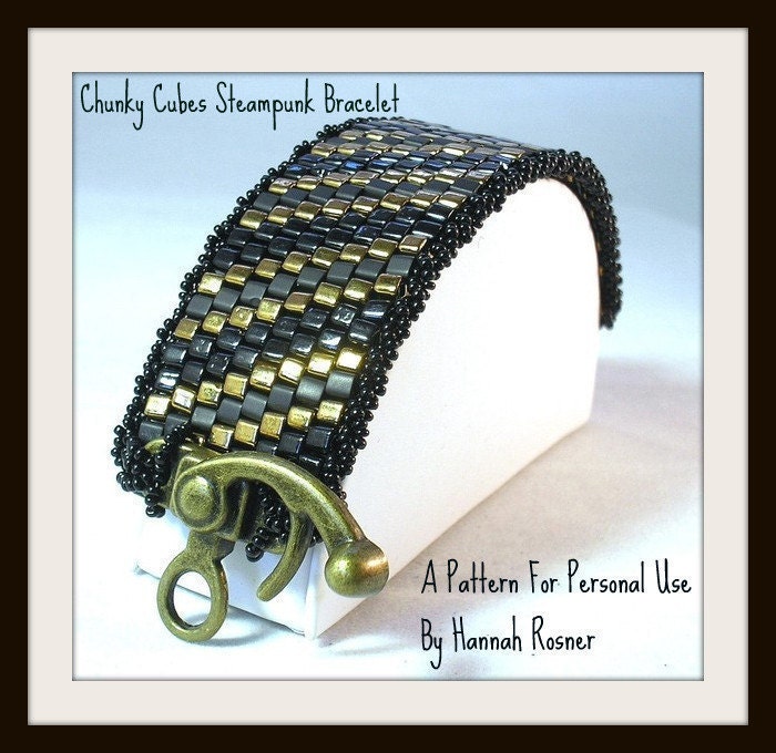 Bead Pattern Chunky Cubes Steampunk Beaded Bracelet Beginning Level Diy ...