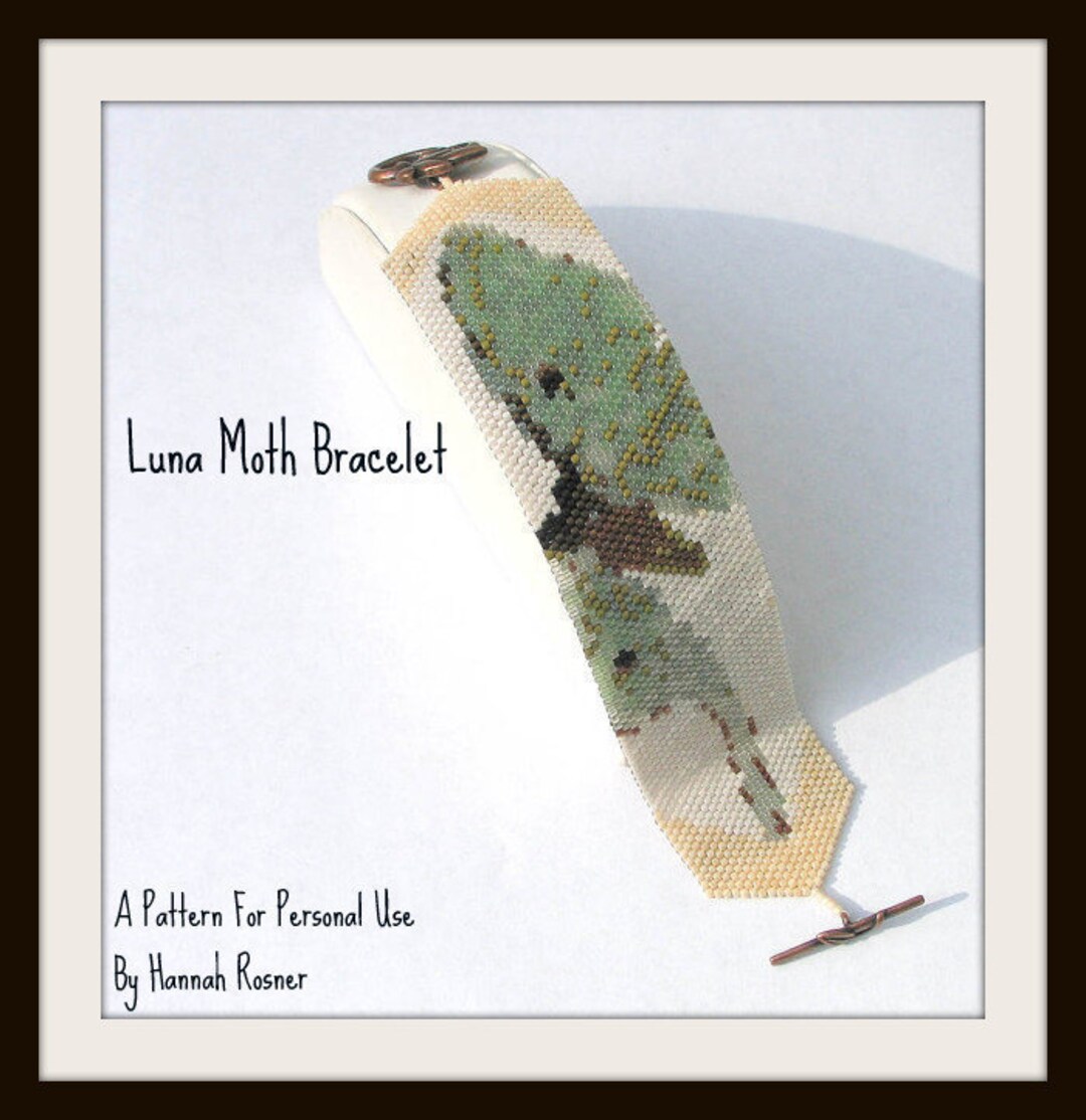 Bead Pattern Luna Moth Print Beaded Bracelet Peyote Stitch Intermediate ...