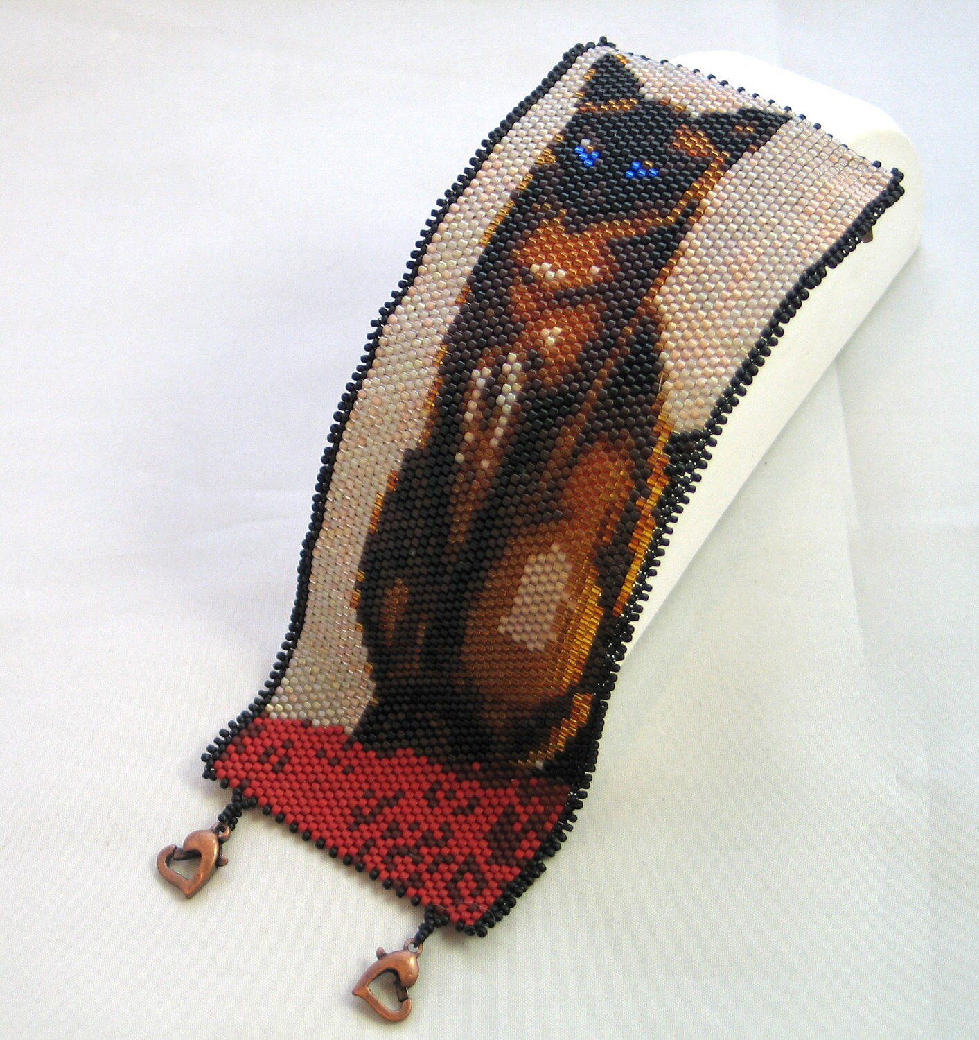 Bead Pattern Art Deco Siamese or Tonk Cat Beaded Bracelet Peyote Stitch ...