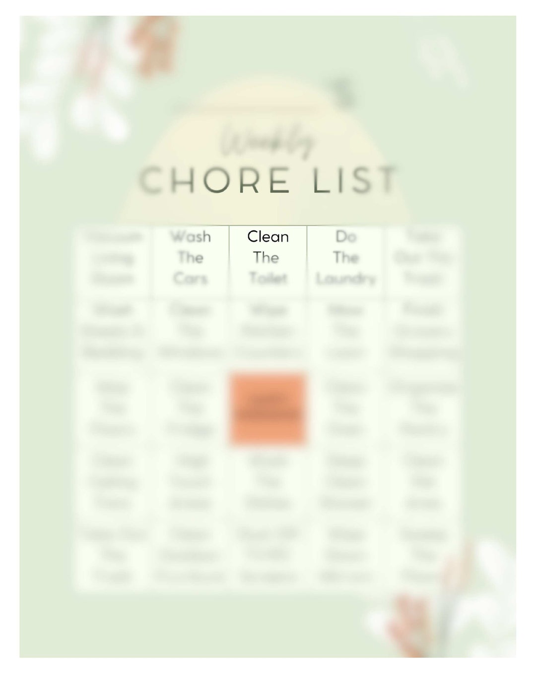 Printable Chore and Meal Planning Template Bundle - Weekly Bingo and ...