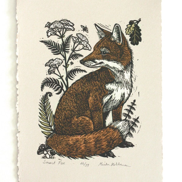 Fox Linocut - Etsy