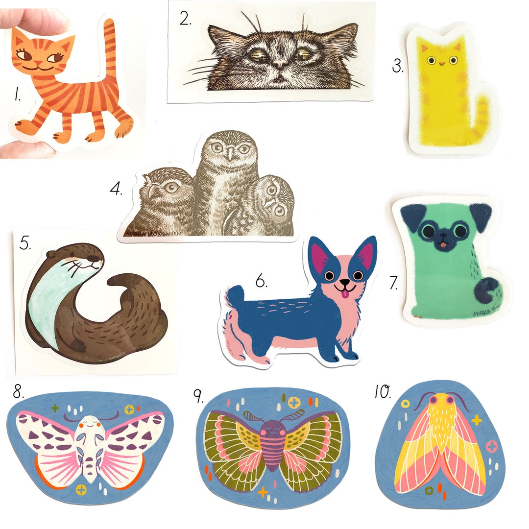 Pick Your Set of 3 Stickers - Sticker Set - Corgi Sticker, Pug Sticker ...