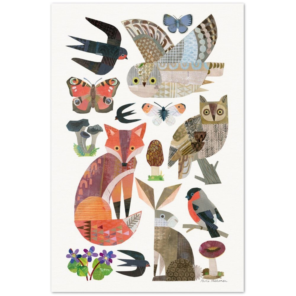 Nordic Animals Collage Print - Etsy