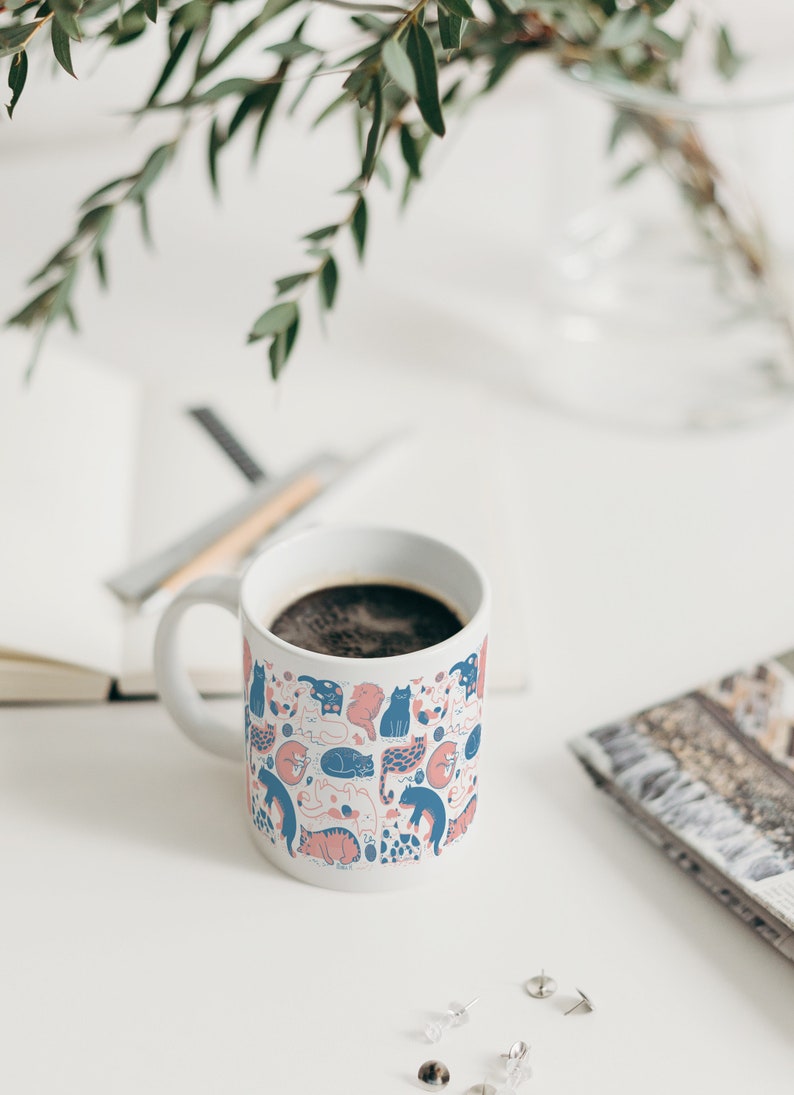 Sleepy Cats Mug, Pink Cat Mug, Cat Cup, Cat Lover Gift, Crazy Cat Lady ...