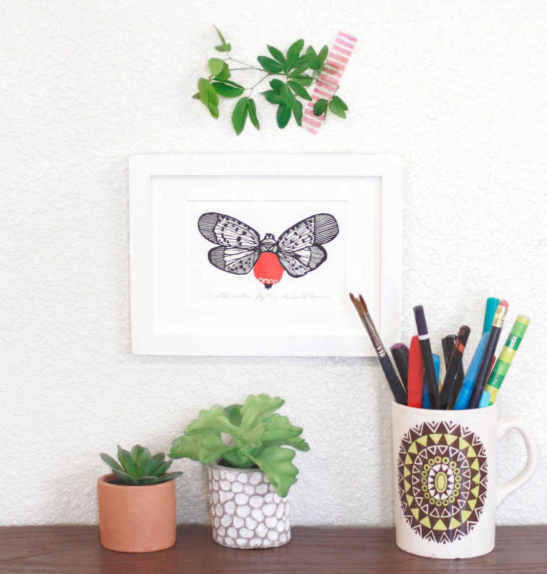 Moth Lino Cut - Original Linoleum Print - Insect Print - Botanical ...