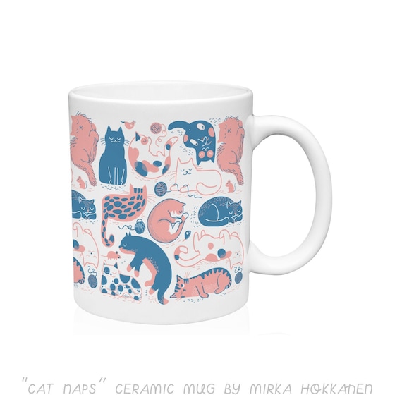 Sleepy Cats Mug Pink Cat Mug Cat Cup Cat Lover Gift Crazy | Etsy