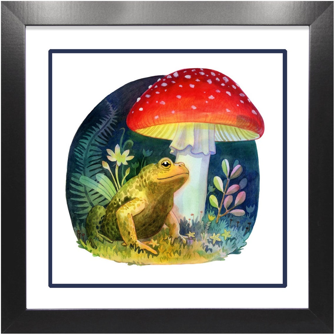 Magical Frog and Toadstool Framed Print - Etsy