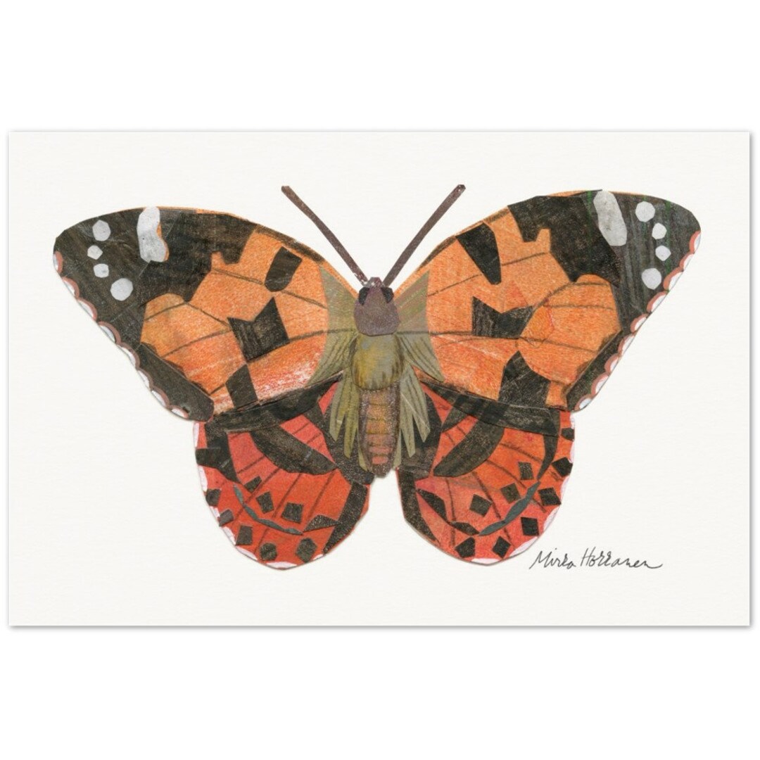 Grabado de collage de Lady Butterfly pintado - Etsy México