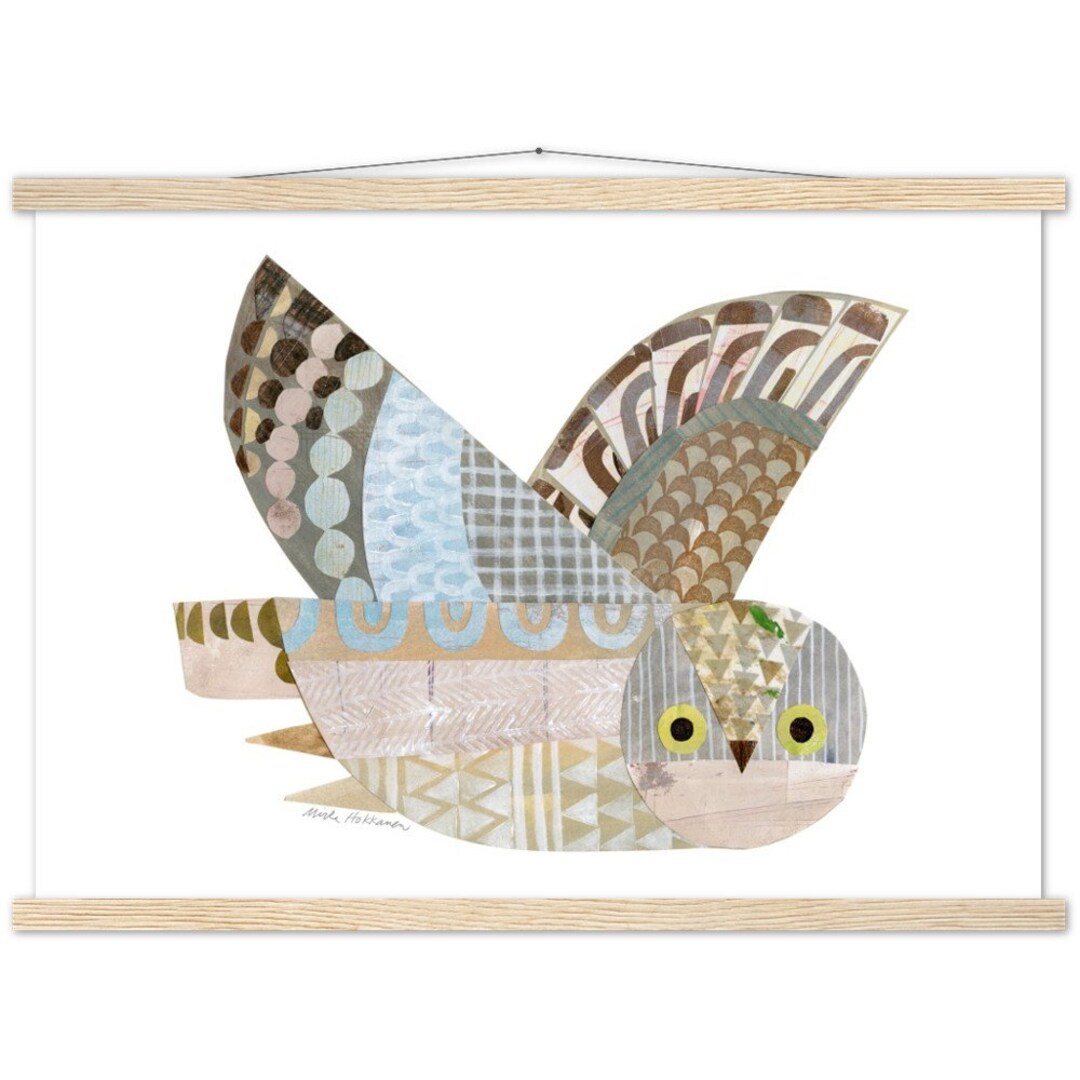 Owl Collage Art Print W/ Hanger, Owl Wall Art With Hanger - Etsy