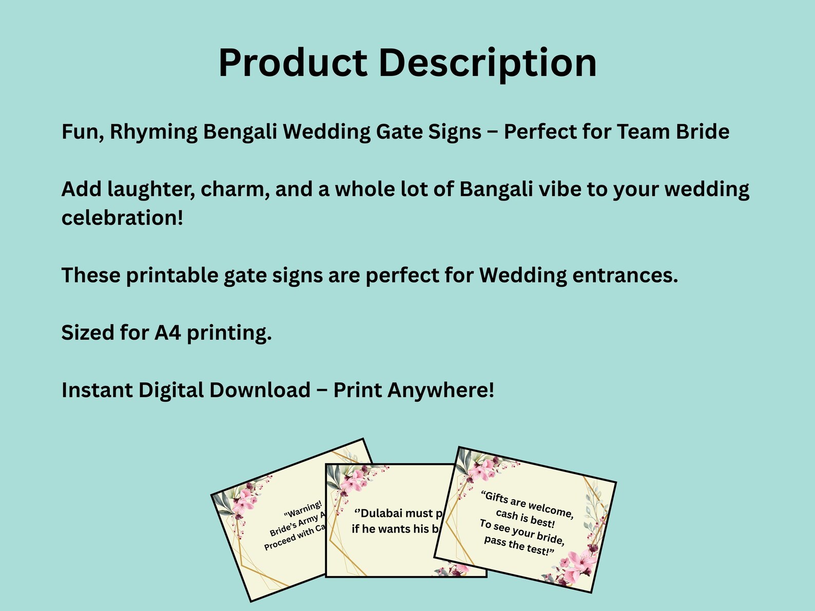 Bengali Wedding Gate Sign – Funny Rhyming Signs (digital Download) - Etsy
