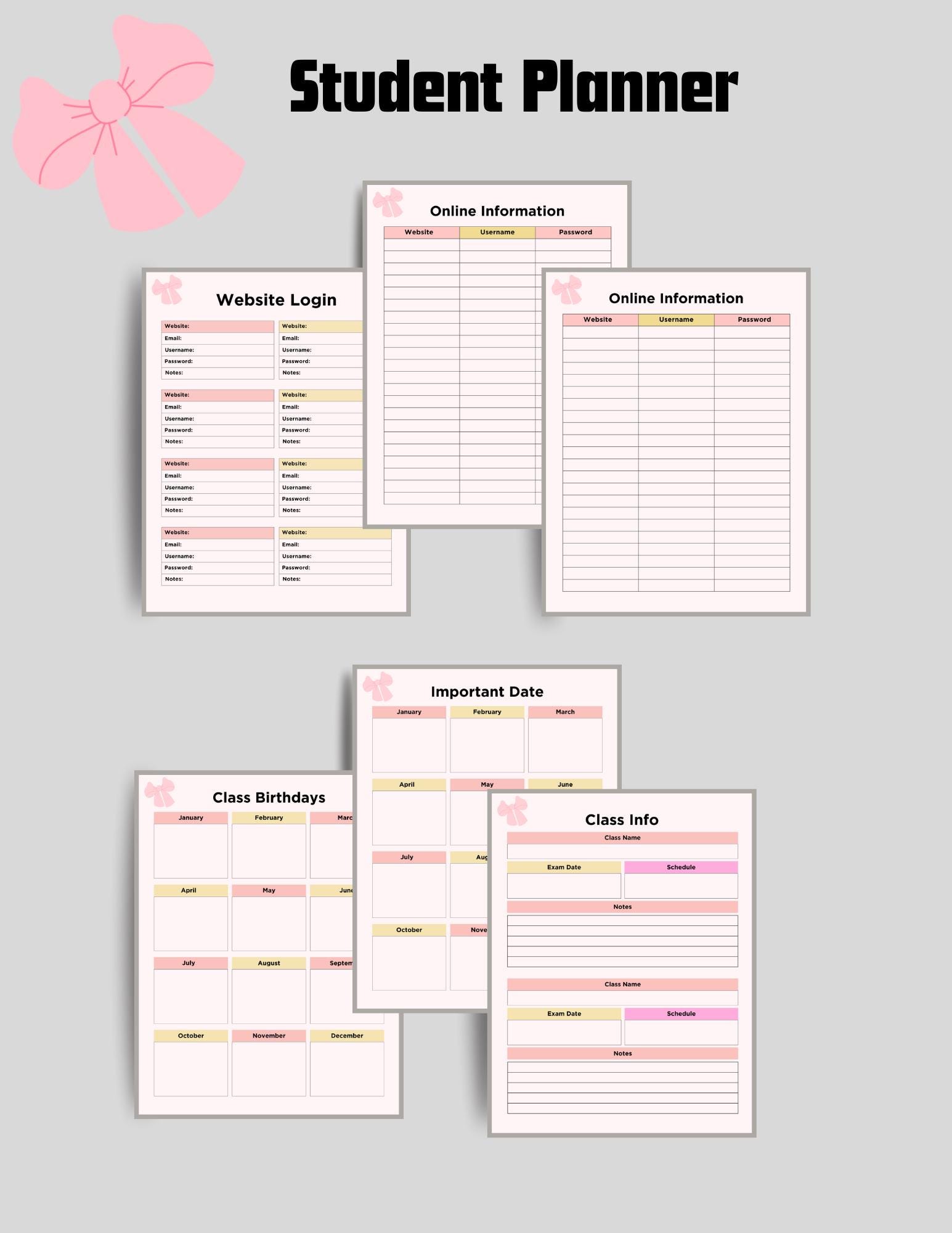 Printable Planner, Printable Student Planner, Study Planner, Academic ...