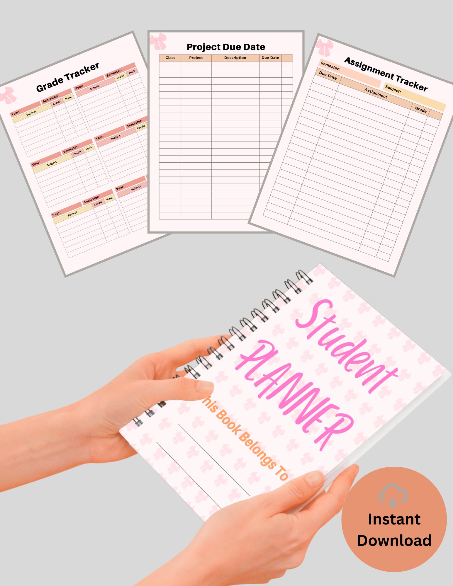 Printable Planner, Printable Student Planner, Study Planner, Academic ...