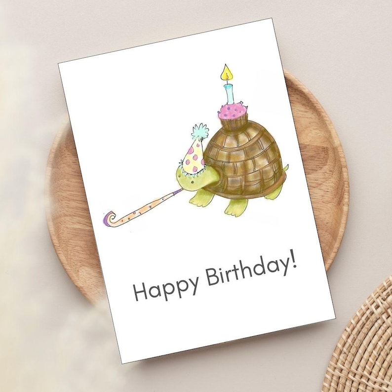Funny Turtle Birthday Card, Animal Birthday, Family-friend Gift, Humor ...