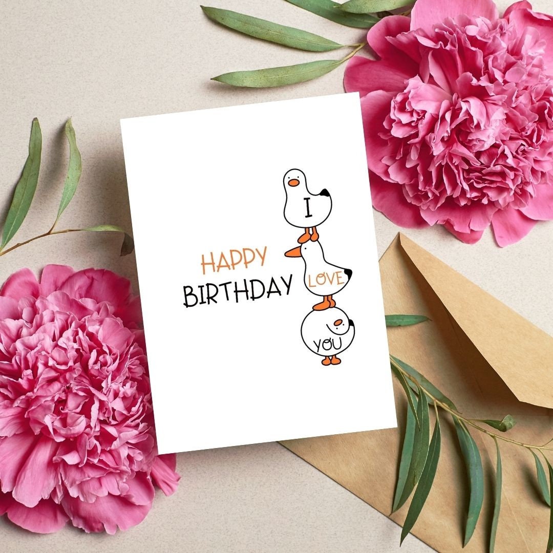 Happy Birthday Card, Funny Duck Card, Family-friend Gift Card, Unique ...