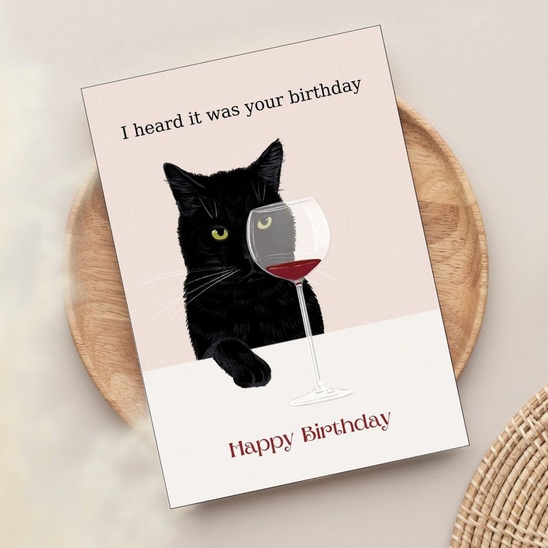 Cat Birthday Card, Cat Theme Card, Funny Birthday Card, Cat Birthday ...