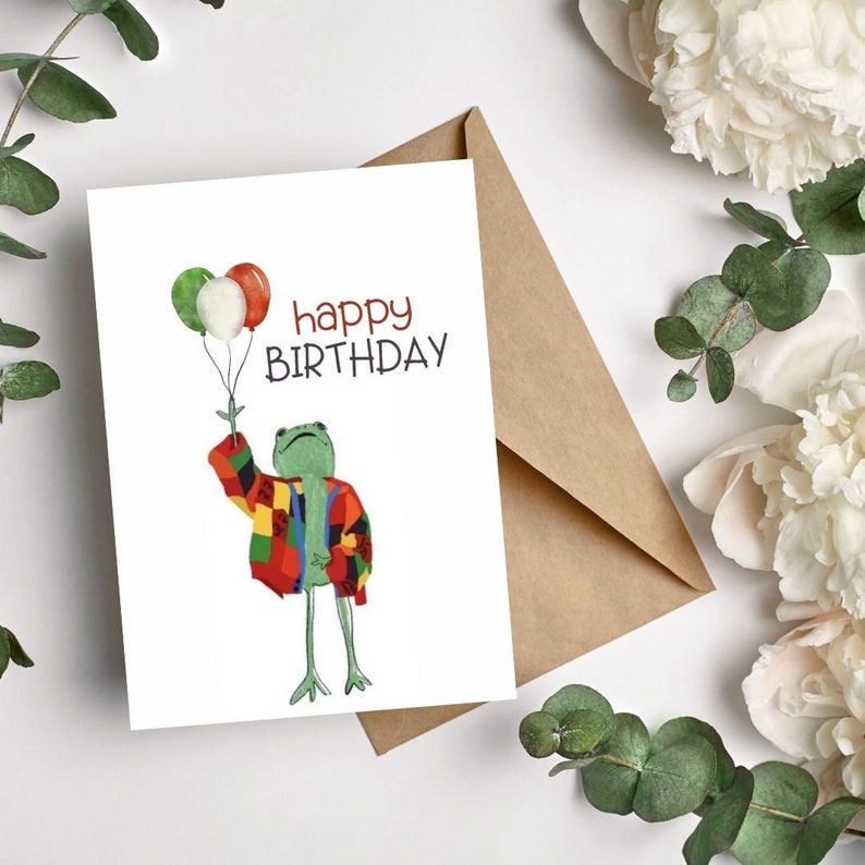 Frog Birthday Card, Happy Birthday Card, Unique-cute Birthday Card ...