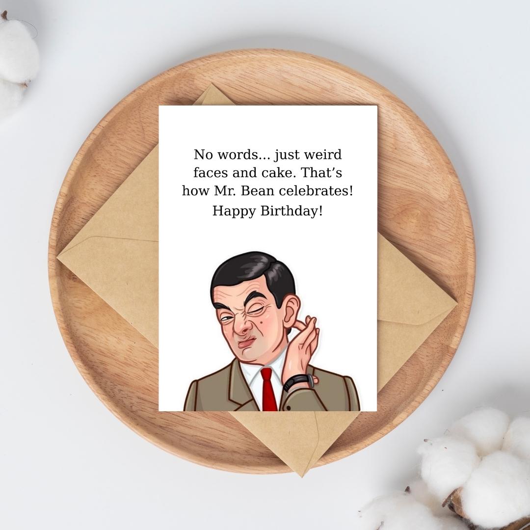 Mr Bean Birthday Card, Mr Bean Gift, Pop Icon Card, Funny Birthday Card ...