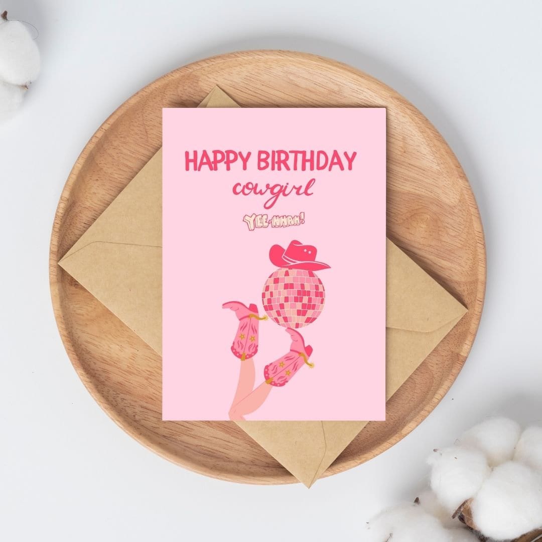 Digital Cowgirl Birthday Card - Happy Birthday Cowgirl With Cowboy ...