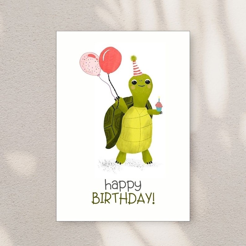 Funny Turtle Birthday Card, Birthday Gift Card, Unique-humor Card ...