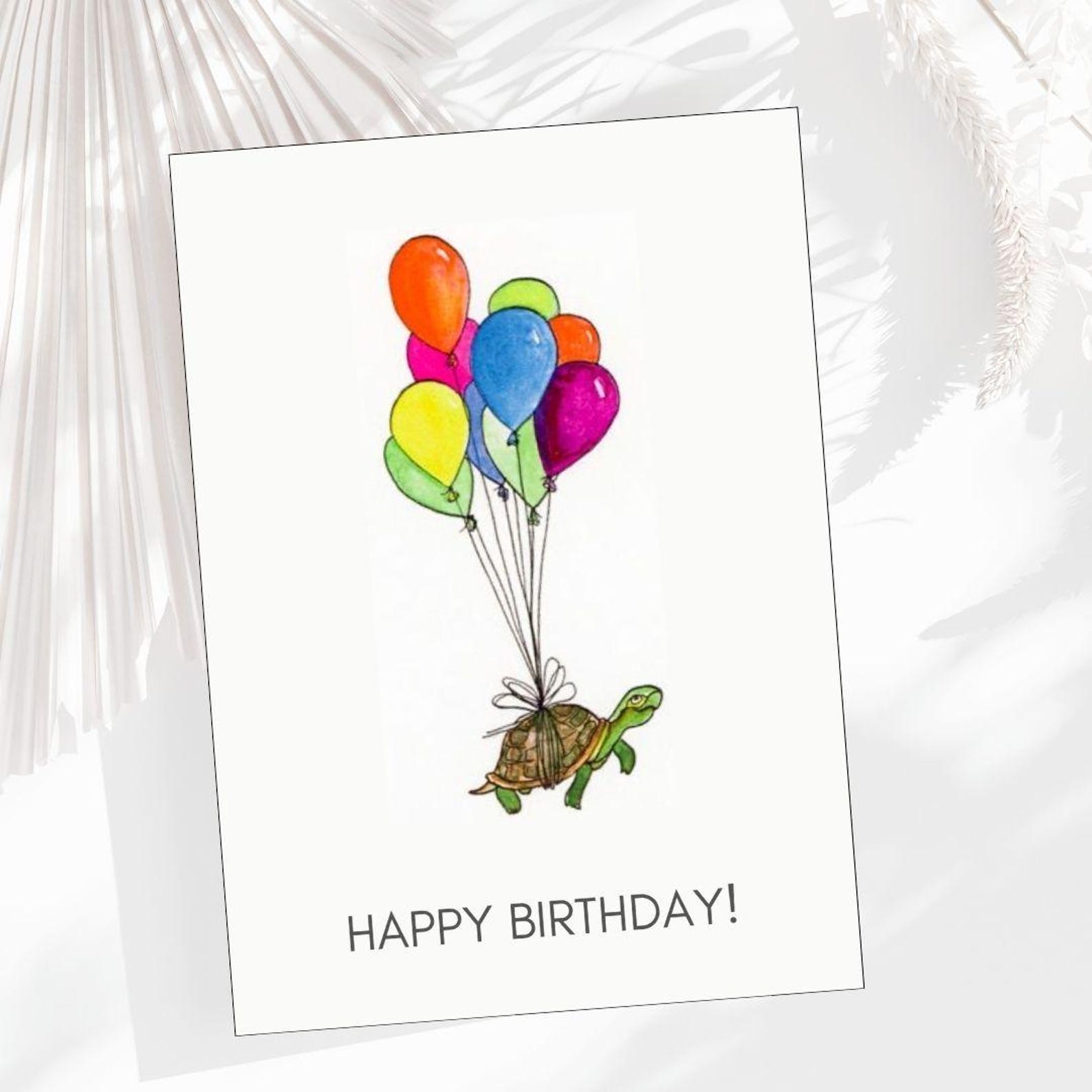 Funny Turtle Birthday Card, Humor-cute Birthday Card, Animal Card ...