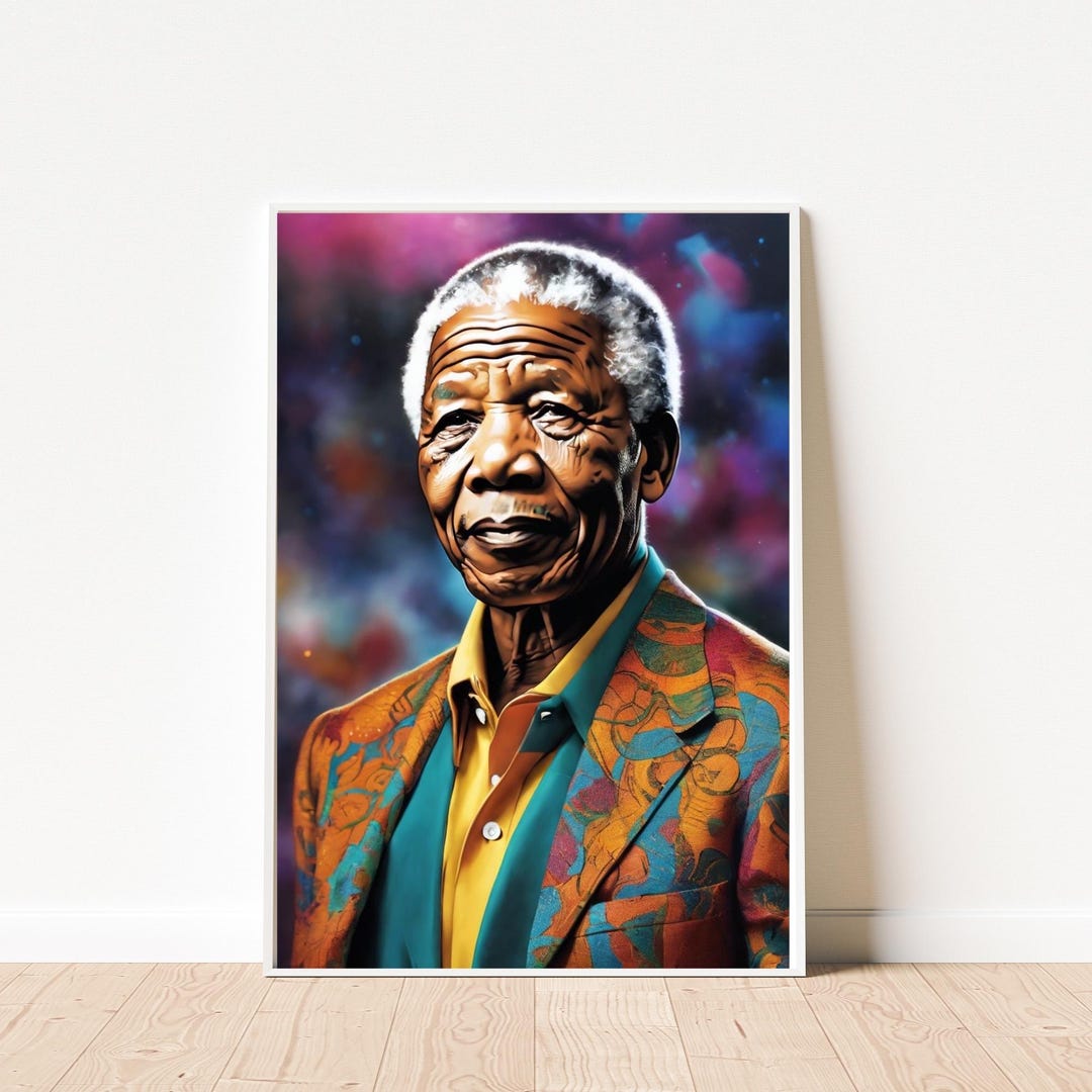 Colorful Nelson Mandela Portrait Canvas – Inspirational Wall Art ...
