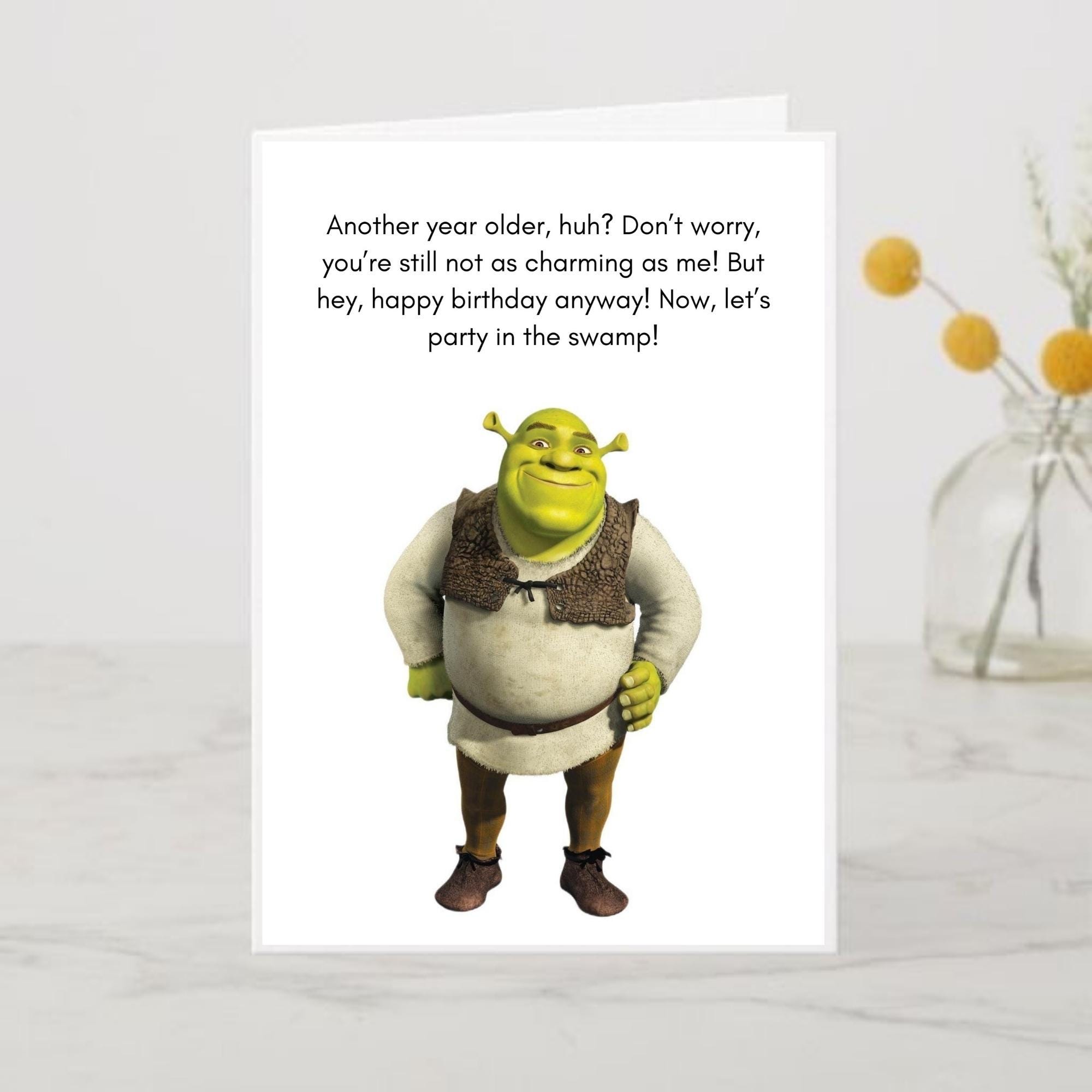 Shrek & Donkey Birthday Card, Foldable Birthday Card, Best Friend ...