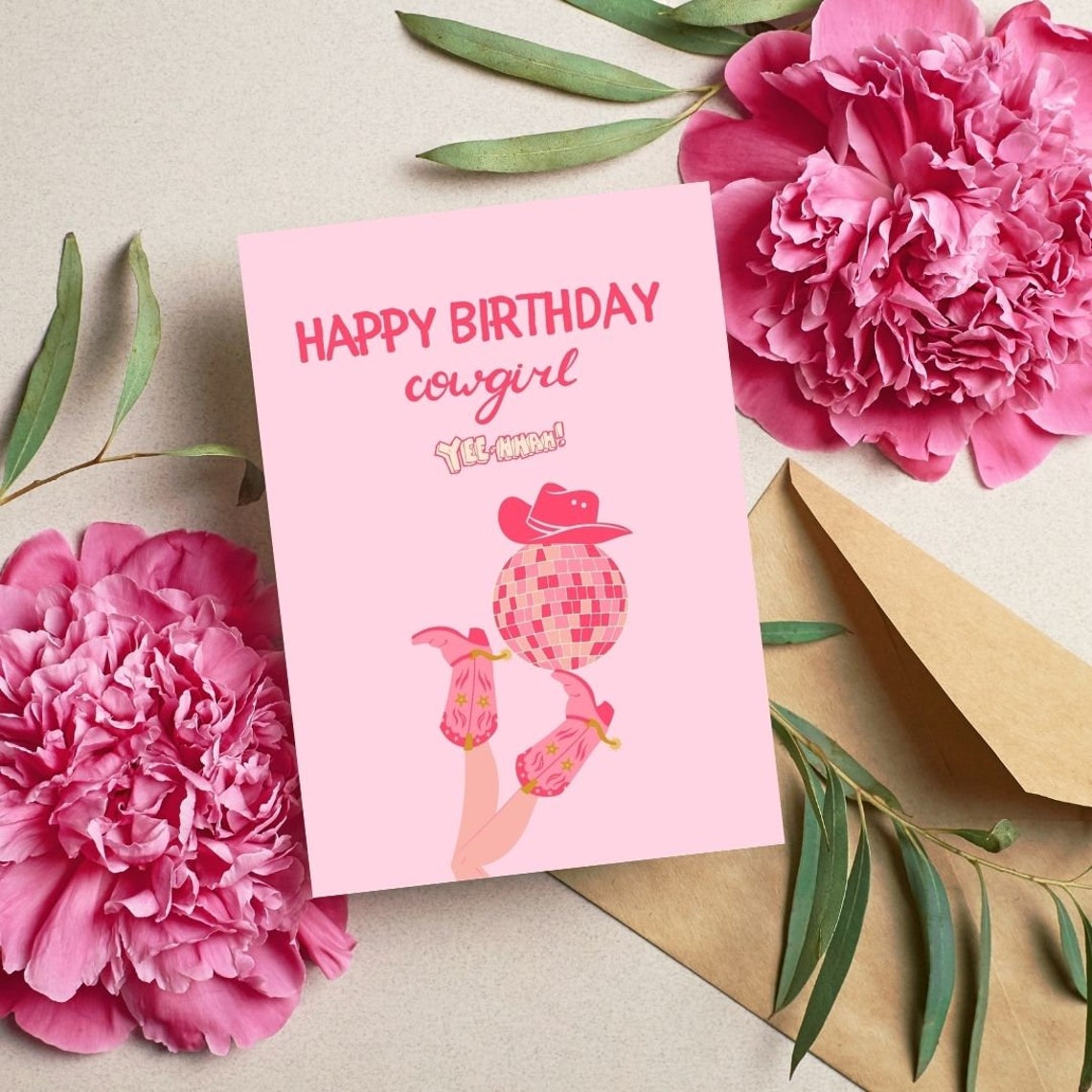 Digital Cowgirl Birthday Card - Happy Birthday Cowgirl With Cowboy ...