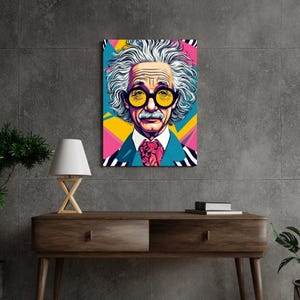 Colorful Albert Einstein Portrait Wall Art, Modern Pop Art Print ...