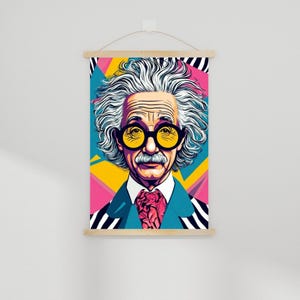 Colorful Albert Einstein Portrait Wall Art, Modern Pop Art Print ...