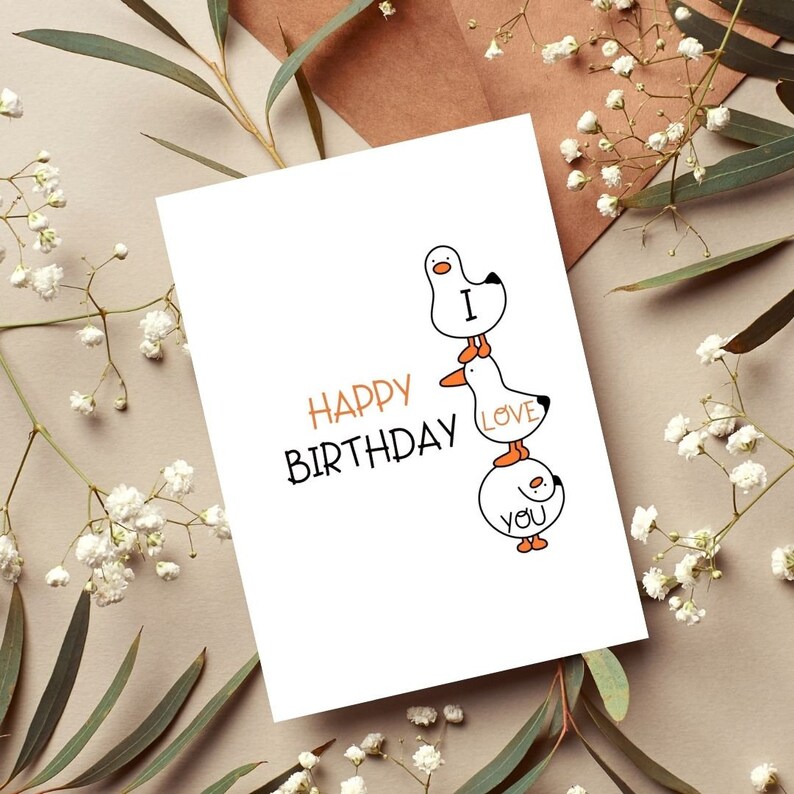 Happy Birthday Card, Funny Duck Card, Family-friend Gift Card, Unique ...