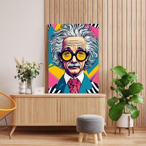 Colorful Albert Einstein Portrait Wall Art, Modern Pop Art Print ...